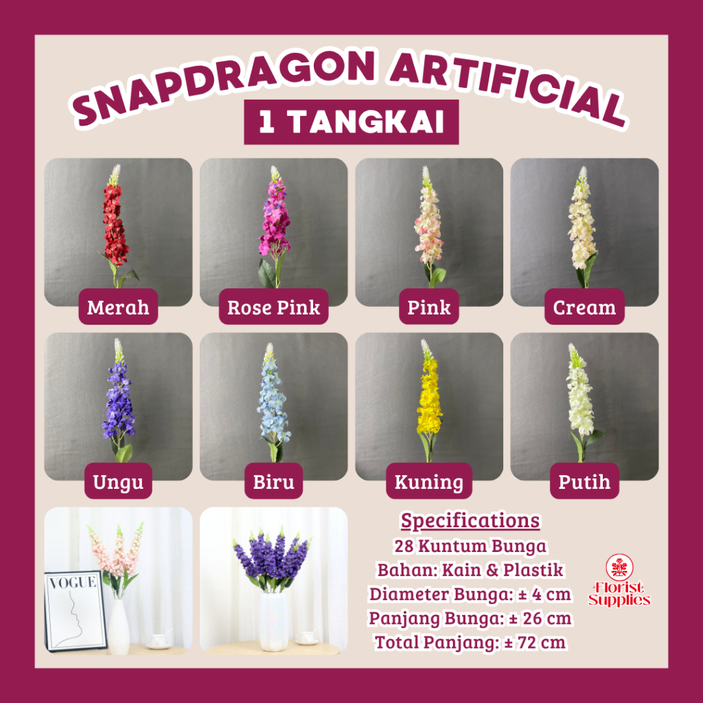 Jual Bunga Snapdragon Premium Artificial Flower Bunga Sedap Malam Palsu ...