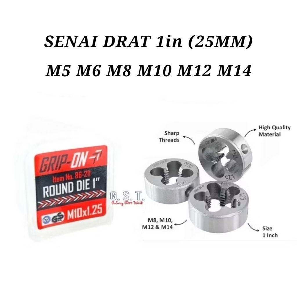 Jual Mata Senai Drat Luar Round Dies Senay M5 M6 M8 M10 M12 M14 GRIP ON Sney Snai Ulir Drat Luar ...
