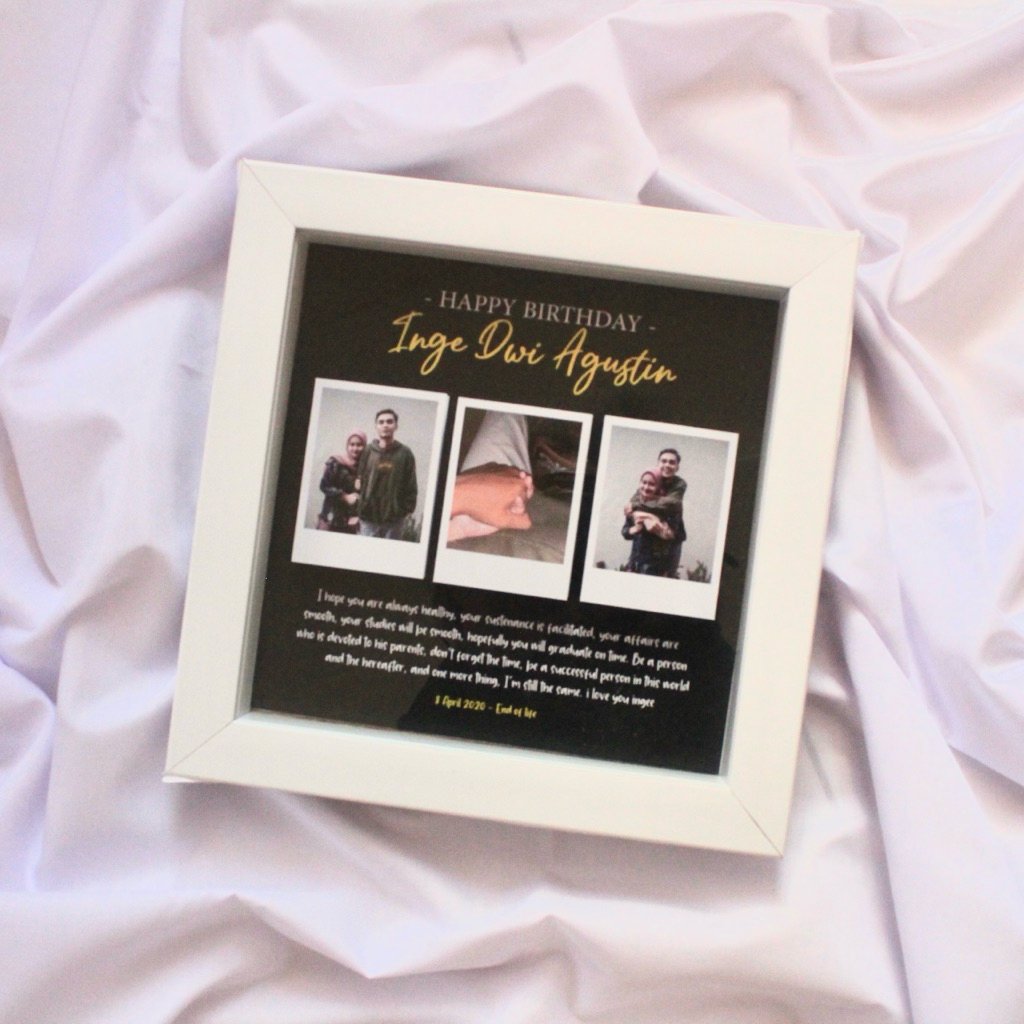 Jual Custom Kado Foto Frame 3D 20x20cm POLAROID + LED (gift frame ...