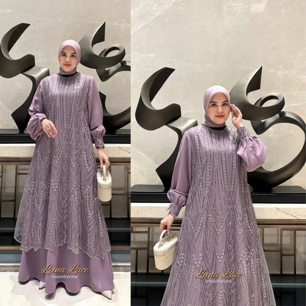Jual NEW Produk Luna Lace Gamis Premium ceruty Babydoll Full Brukat ...