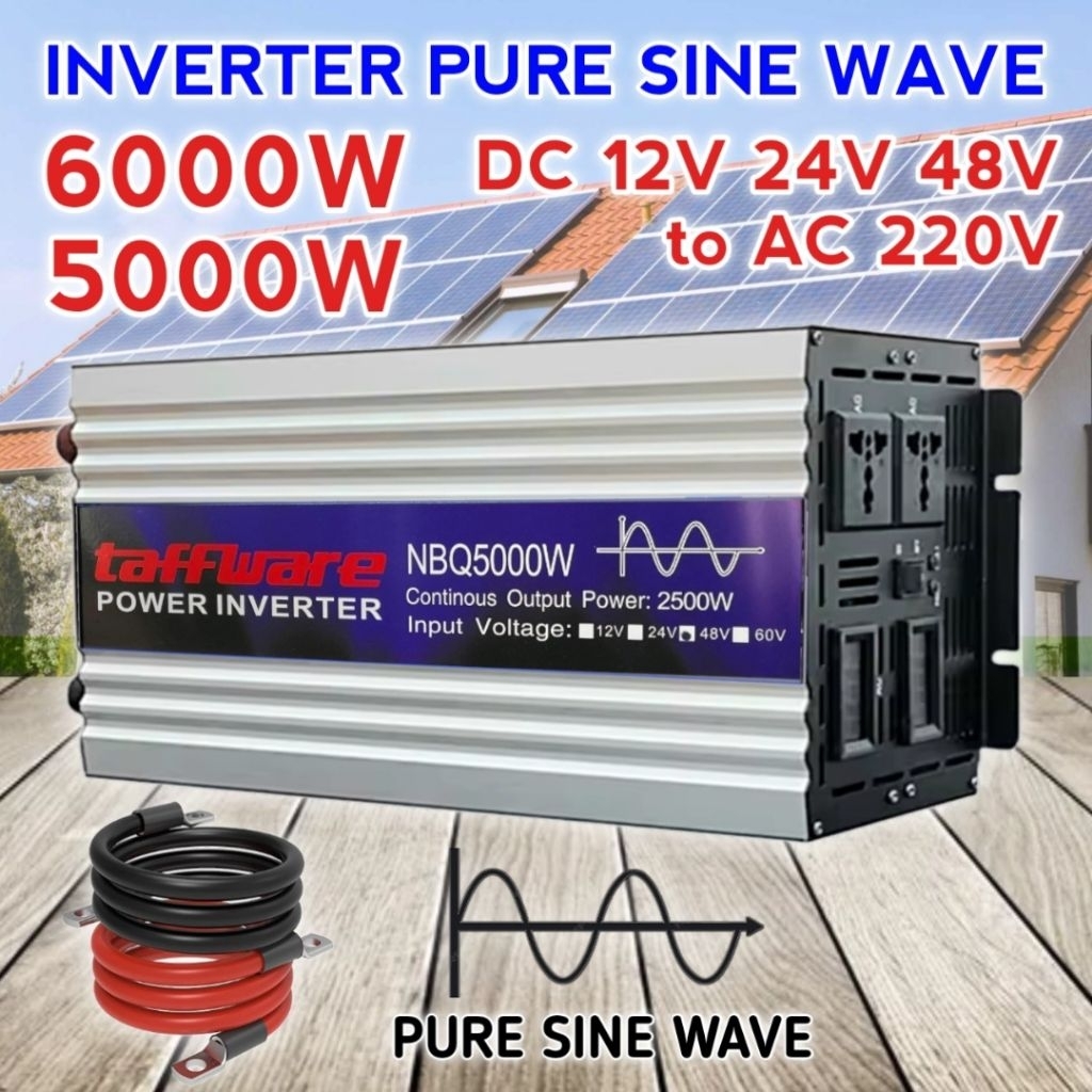 Jual Inverter DC ke AC 6000 Watt Pure Sine Wave DC 12V 24V 48V to AC 220V Power Inverter ...