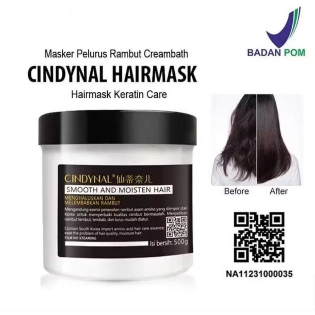 Jual BPOM Cindynal Hair Mask Rambut Asli Untuk Meluruskan , Perawatan ...