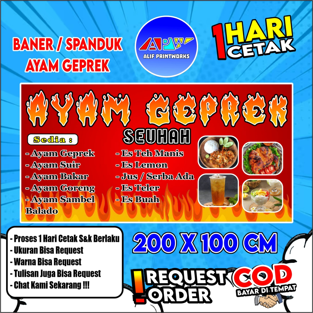 Jual Spanduk Banner Ayam Geprek Seuhah 200x100 cm | Shopee Indonesia