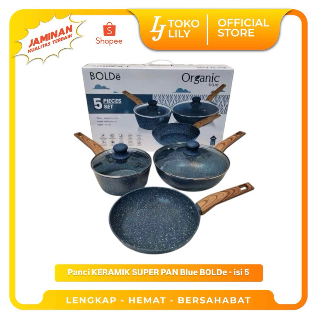 Jual Panci Set Premium Super Pan Granite Organic Blue Series Bolde Isi ...