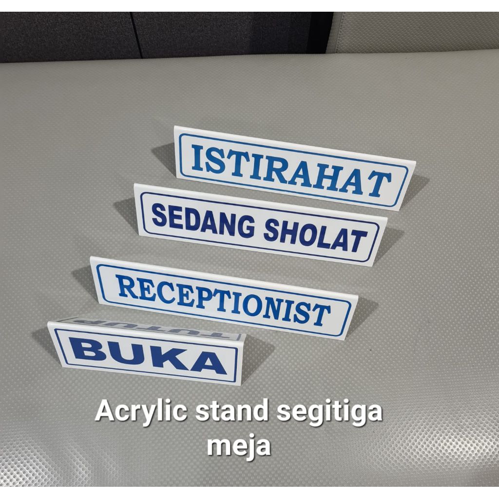 Jual acrylic name tag segi tiga, buka, istirahat, receptionist Dll ...