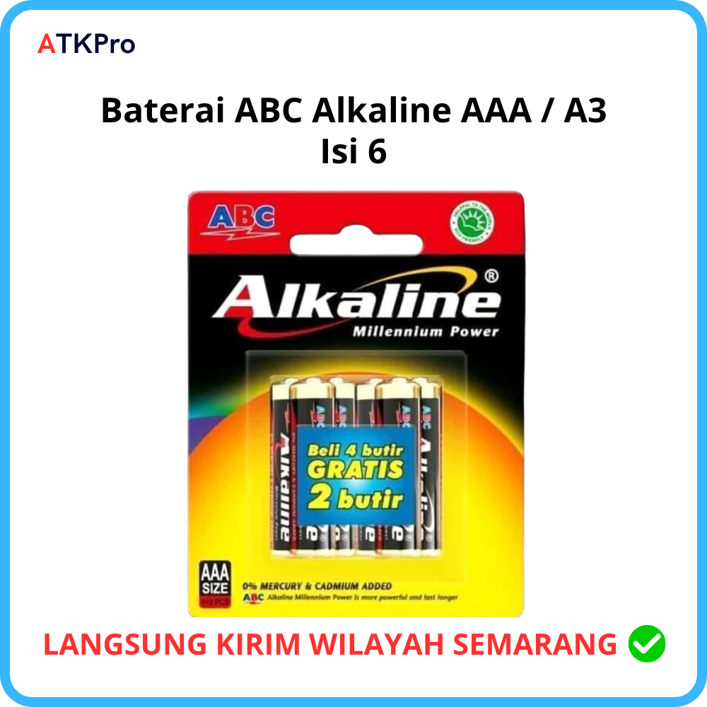 Jual Baterai ABC Alkaline AAA A3 Isi 6 Batere Alkalin A3 Isi 4+2 Battery Alkaline AAA | Shopee ...