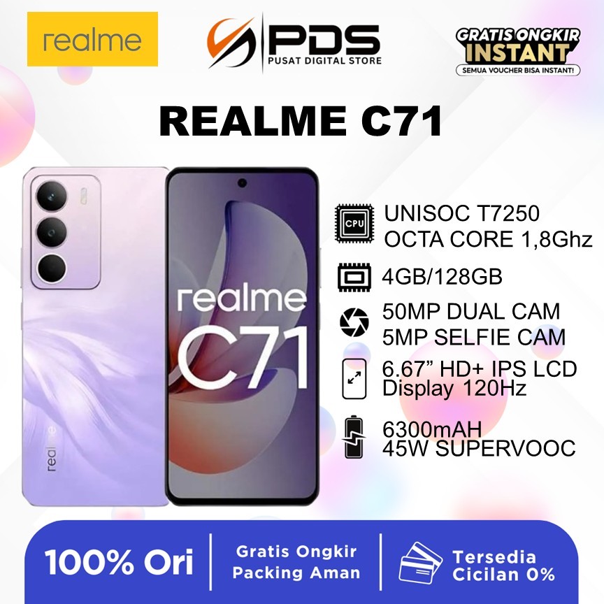 Jual REALME C71 4/128GB - Unisoc Tiger 7250 - Layar 6.67" HD+ IPS LCD ...