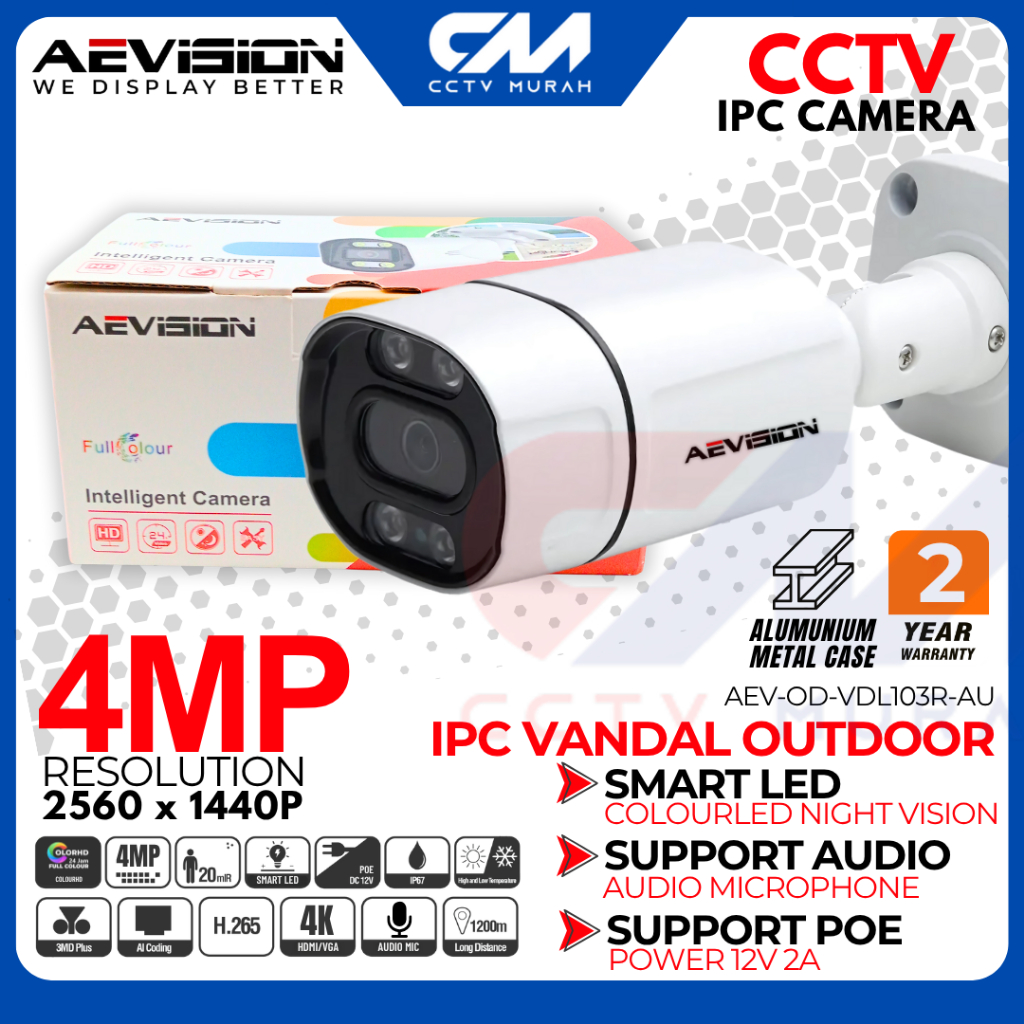 Jual Kamera CCTV IPC Aevision VANDAL OUTDOOR II 4MP HDCOLOR POE Audio ...