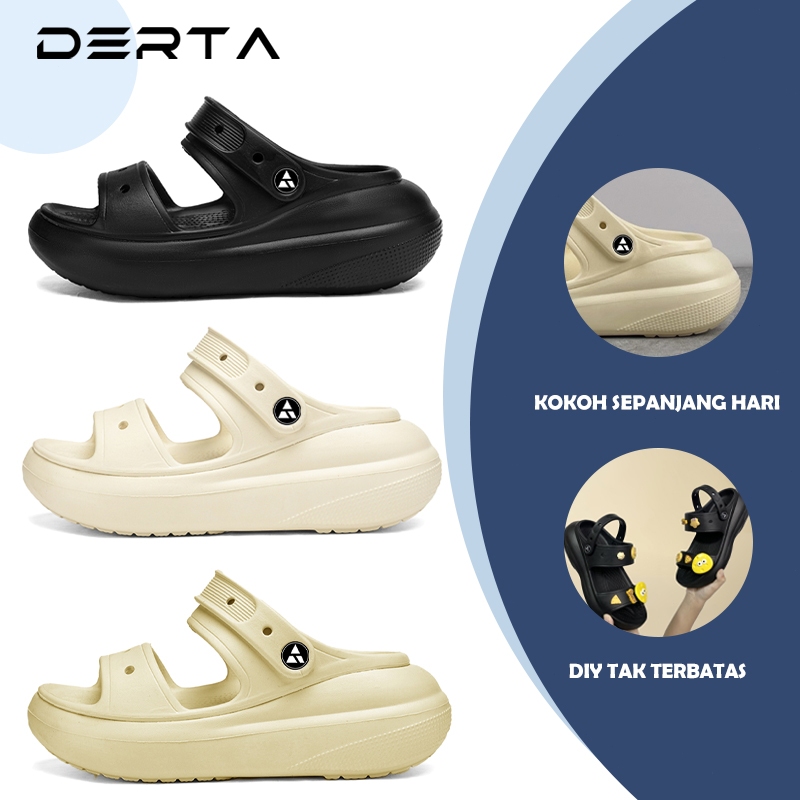 Jual DERTA‘ Sandal Wanita Wedges Klasik Baim Selop Import Tali Adjustable Dekorasi Kodok Jibbitz ...