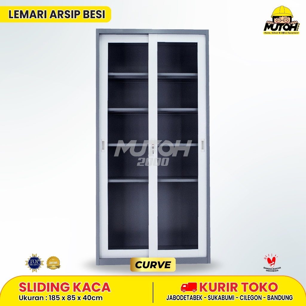 Jual LEMARI BESI ARSIP FILING CABINET PINTU SLIDING KACA 2 WARNA ...