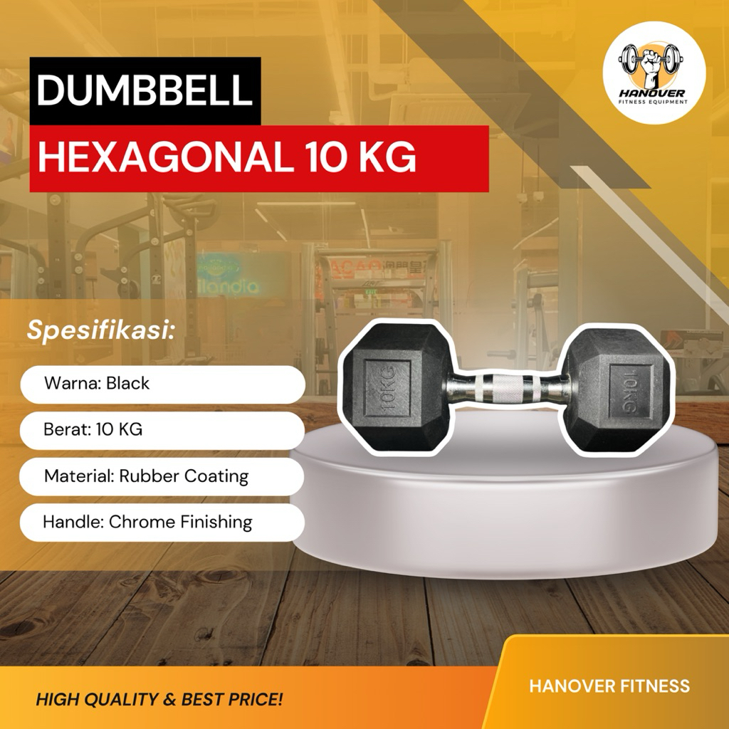 Jual HANOVER FITNESS | Dumbell hexagonal 10kg IMPORT ORIGINAL barbel ...
