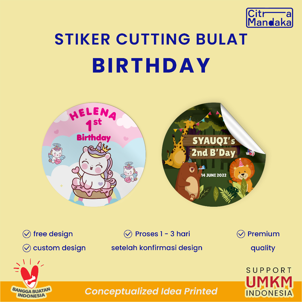 Jual Cetak Stiker Bulat Ulang Tahun Anak Label Custom Gree Deisgn ...