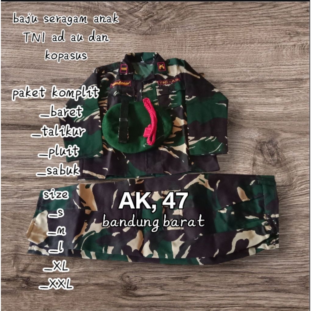 Jual baju seragam propesi anak TNI AD. anagkatan darat pashion anak ...
