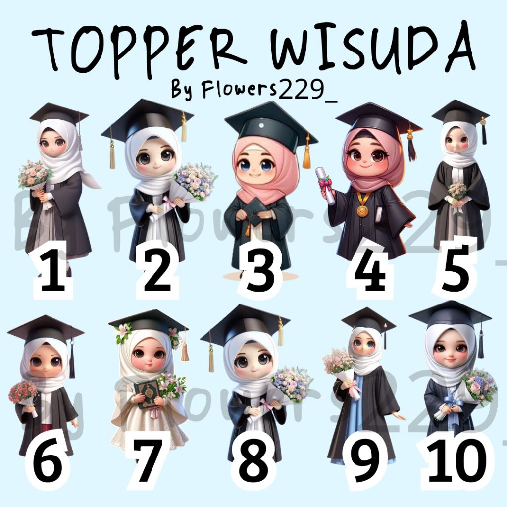 Jual Topper Wisuda Wanita Hijab Kartun | Shopee Indonesia