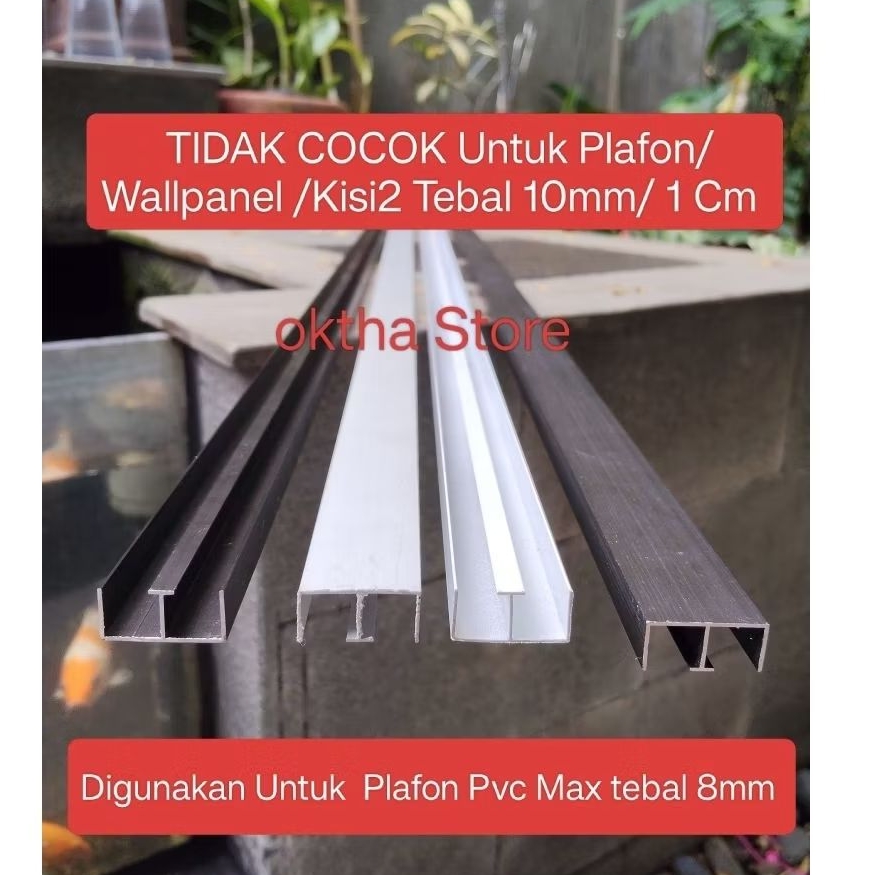 Jual PUTIH List Aluminium 2 Jalur Rell rel Kolong Dapur / etalase ...