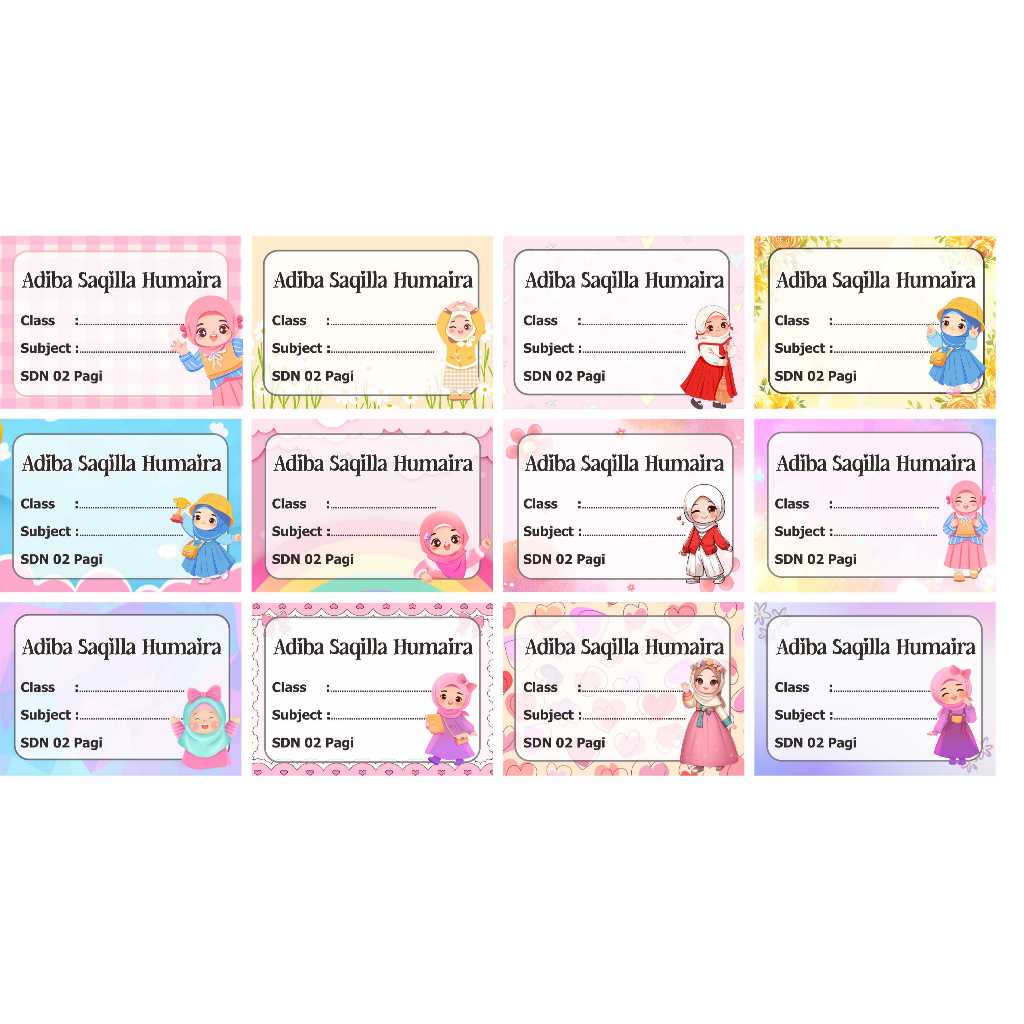 Jual Moslem Kid soleh soleha hijab Label stiker buku nama kelas mapel ...