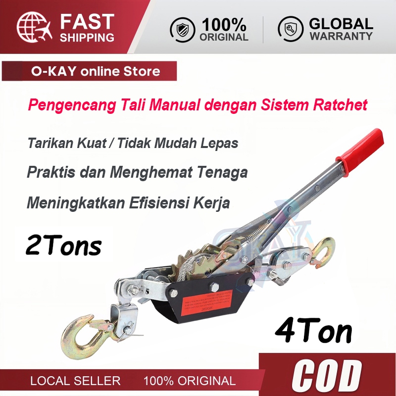 Jual Takel Tangan Ratchet 2 Ton & 4 Ton, Hand Winch Offroad, Katrol ...