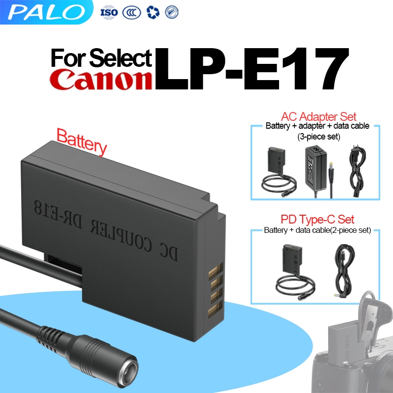 Jual PALO Dummy Battery Kit Canon LP-E17 Indoor with AC Power Supply ...
