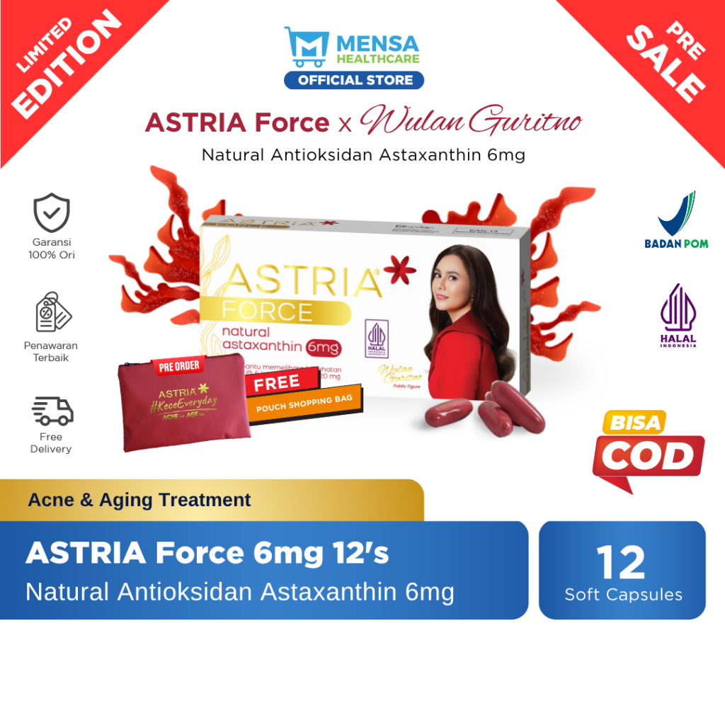 Jual [Pre Order] ASTRIA Force Astaxanthin 6mg 1 Pack @12 Soft Capsule x ...