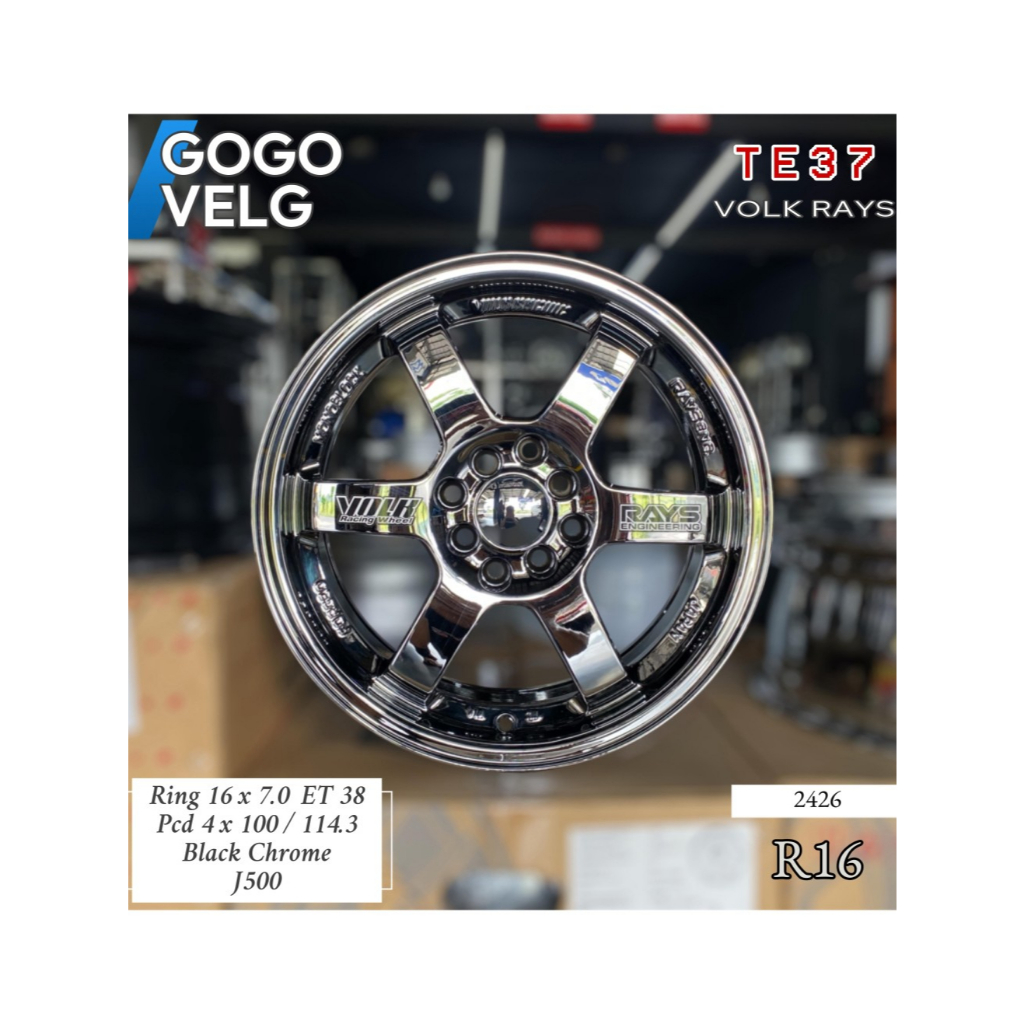 Jual Velg Mobil R16 Rays Black Chrome Lebar 7 PCD 8X100/114,3 Jazz Brio ...