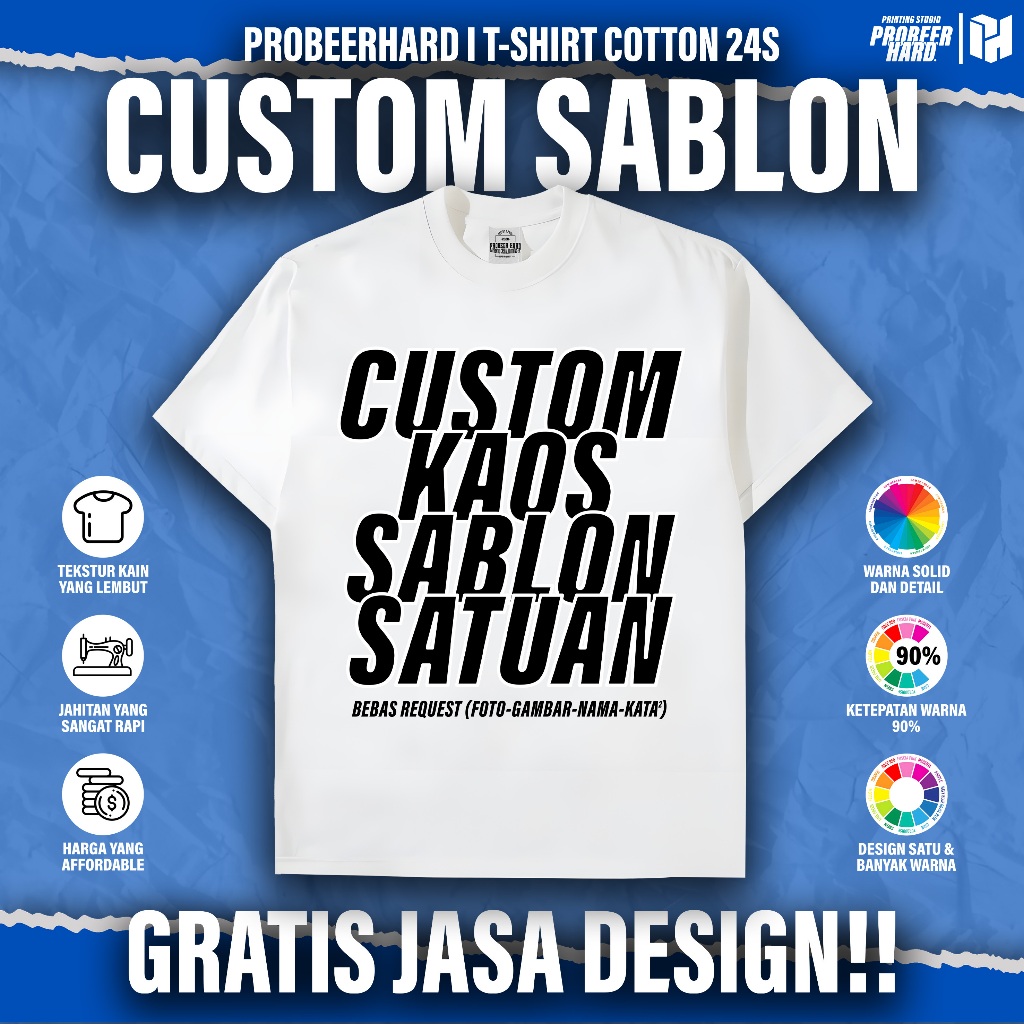 Jual CUSTOM KAOS SABLON SATUAN (SABLON 1 SISI) BEBEAS REQUEST SABLON ...