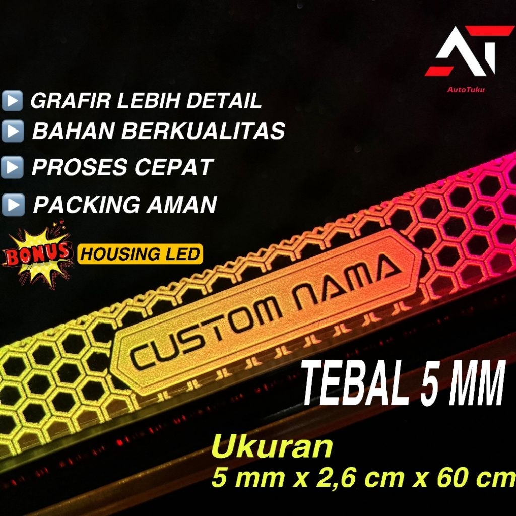 Jual [ CUSTOME NAMA + HOUSING LED ] Slim Frame Batangan 5 mm / Akrilik ...
