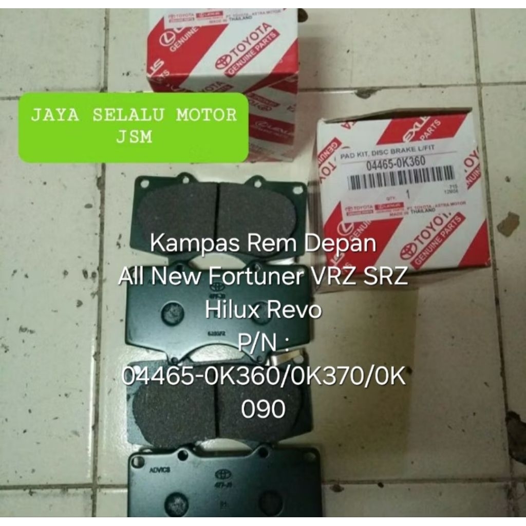 Jual Brake Pad Front Kampas Rem Depan Toyota All New Fortuner VRZ SRZ ...