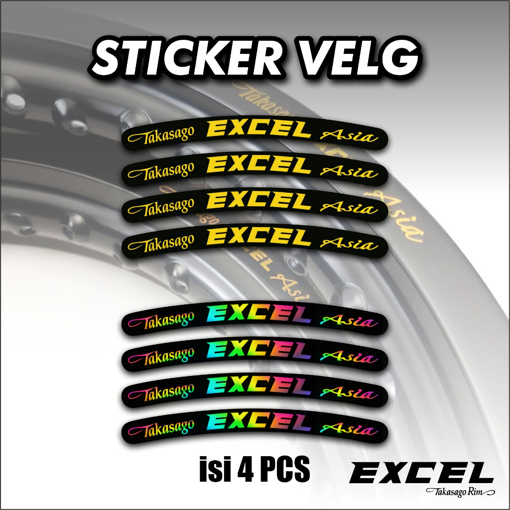 Jual ISI 4 PCS Stiker Velg Takasago Excel Asia Printcut Sudah Potongan ...