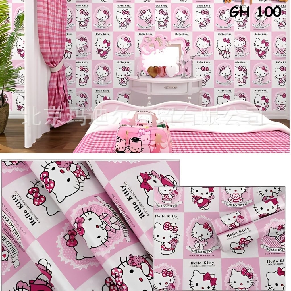 Jual Wallpaper dinding hello Kitty putih ukuran 1 ROL Full | Shopee Indonesia