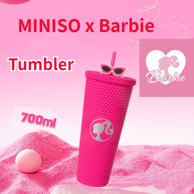 Jual MINISO X Barbie Botol Minum BPA Free Tumbler Minum Free Sedotan ...