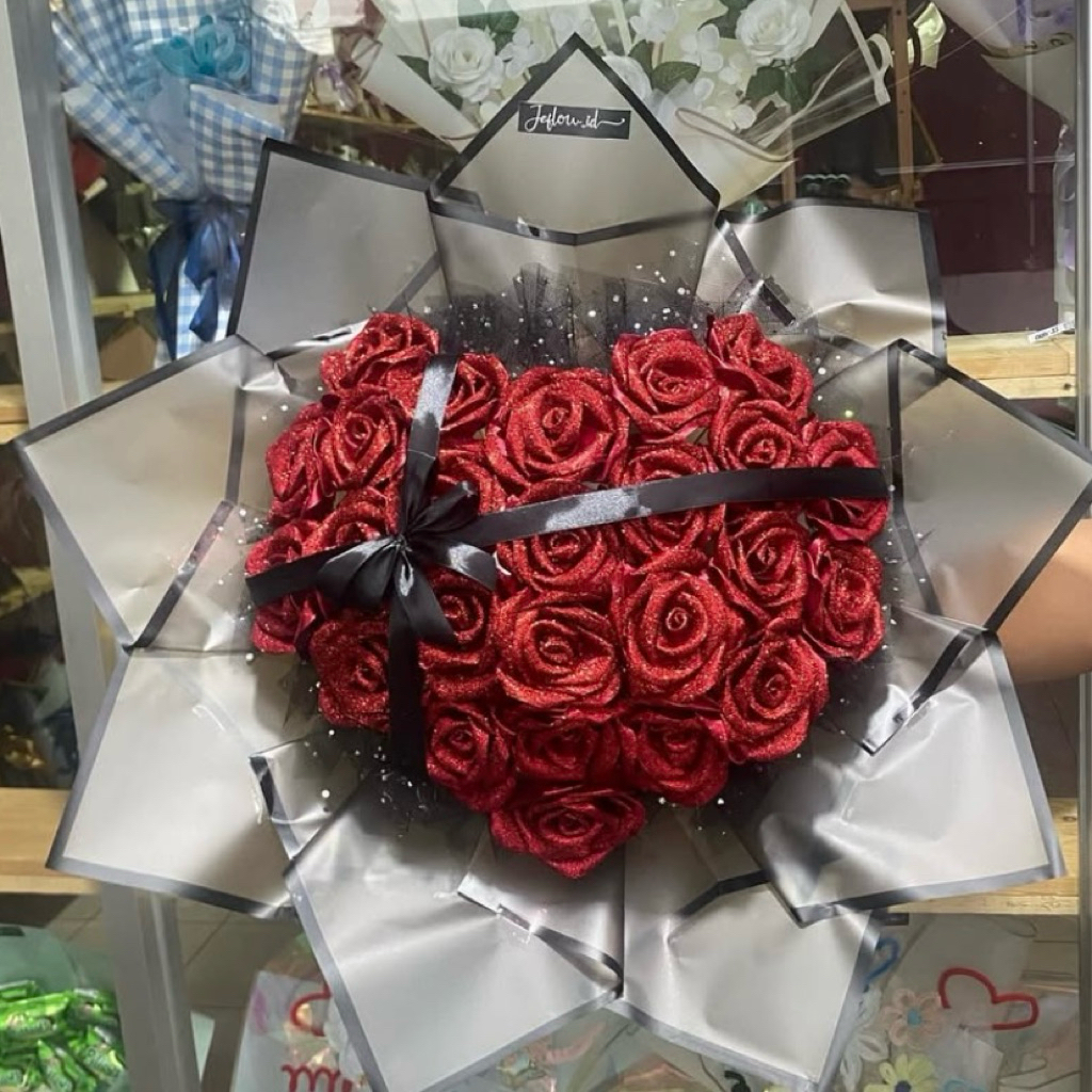 Jual BUCKET SATIN GLITER/ Bucket bunga satin/Bucket Wisuda/Bucket Satin ...