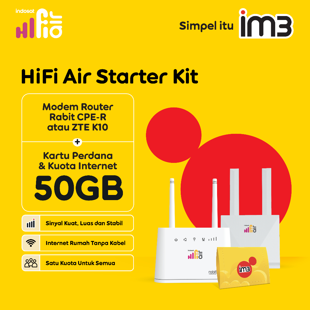 Jual Indosat HiFi Air : Modem + SIM Card IM3 50GB | Shopee Indonesia