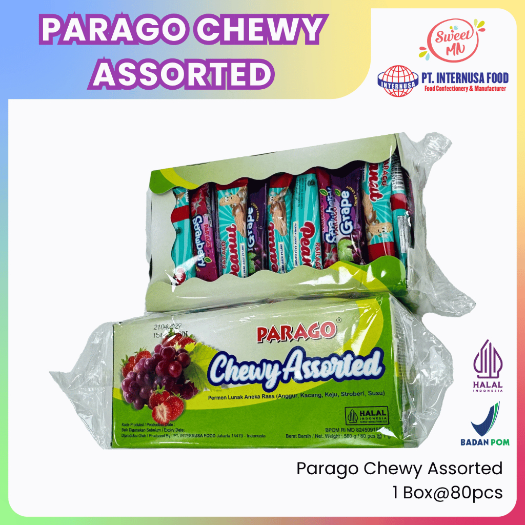 Jual Permen Parago Chewy Assorted Fruit. 1 Box (80 pcs) | Shopee Indonesia
