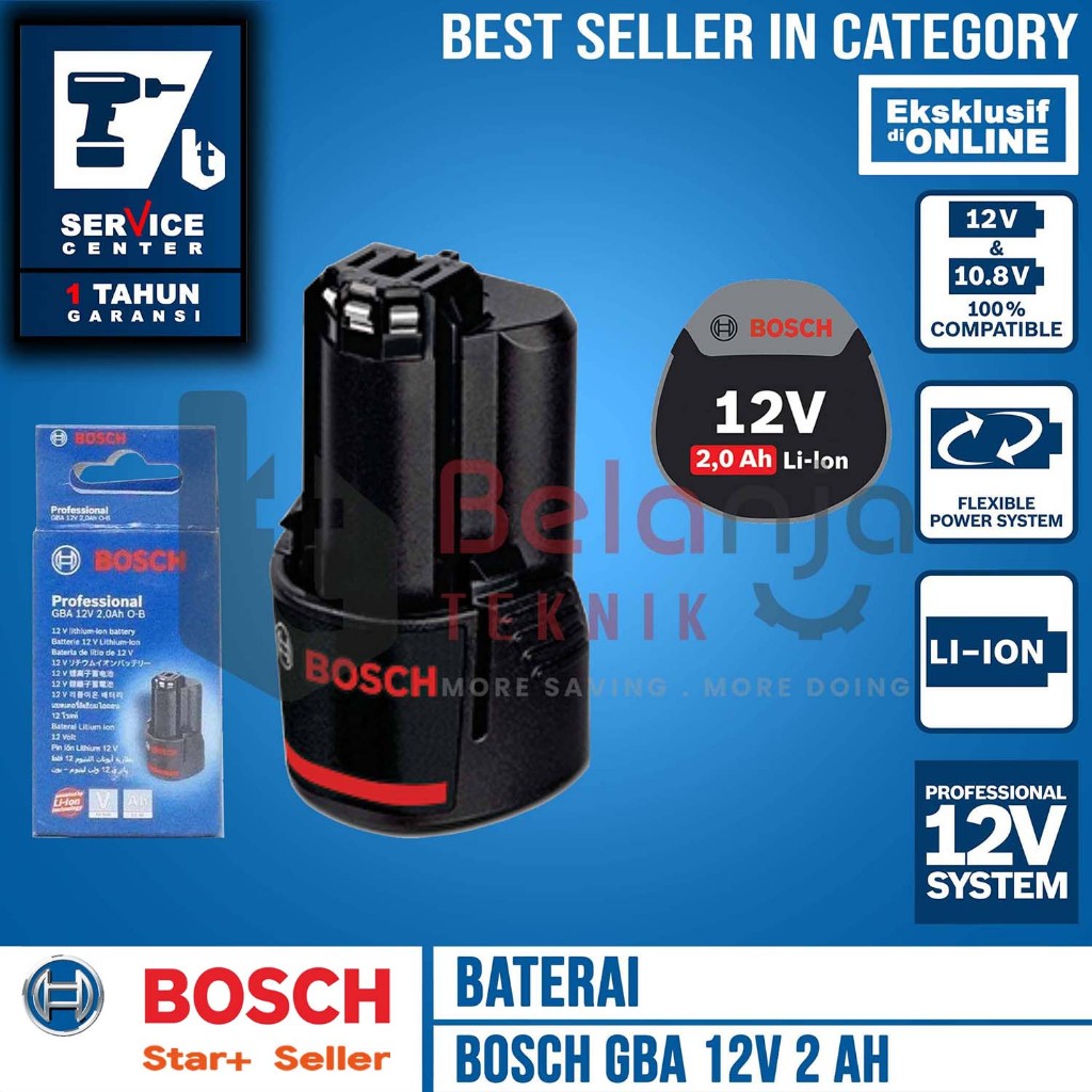 Jual Bosch Baterai GBA 12V LI 2 AH 12 Volt Baterry Lithium 2 Ampere ...