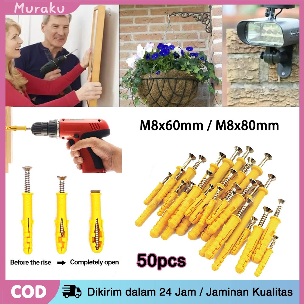 Jual 50 Set Skrup Angkur Piser Vischer Sekrup & Baut Tembok untuk ...