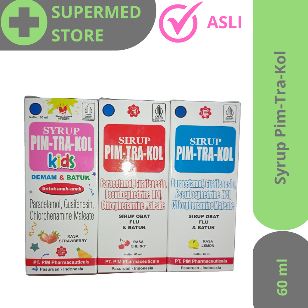 Jual Syrup Pim Tra Kol Kids Strawberry Lemon cherry / Obat Batuk Flu ...