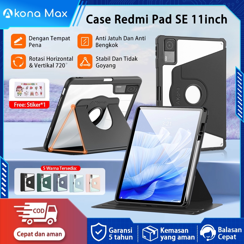 Jual Akona Case Redmi Pad SE 11 inch Rotasi 720° With Pen Slot Acrylic ...