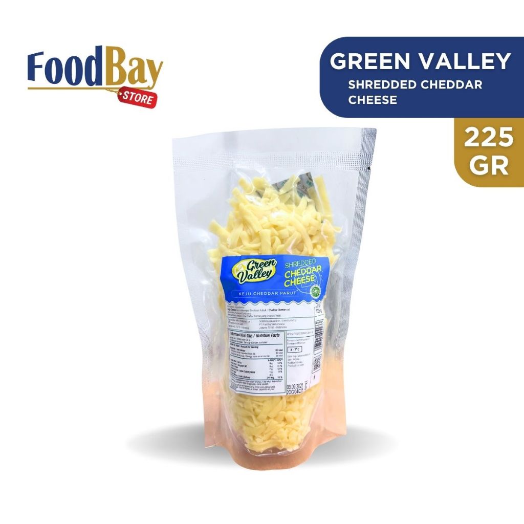 Jual GREEN VALLEY Shredded Cheddar Cheese Keju Parut Cheddar 225 Gr ...