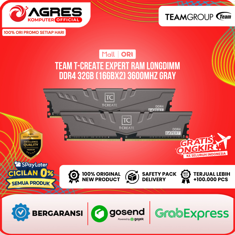 Jual TEAM T-CREATE EXPERT RAM LONGDIMM DDR4 32GB (16GBX2) 3600MHZ GRAY ...