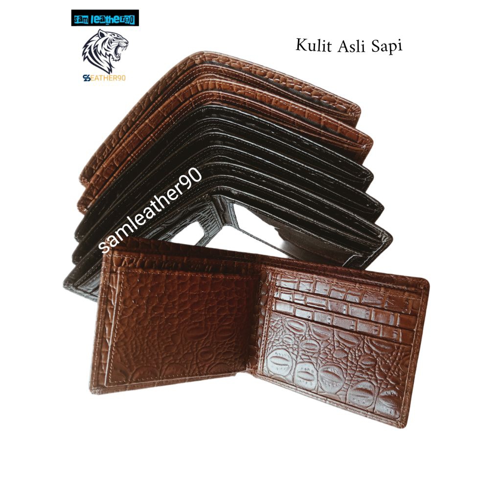 Jual Dompet Kulit Pria Original Kulit Sapi Asli Motif Serat Kayu(Derby ...