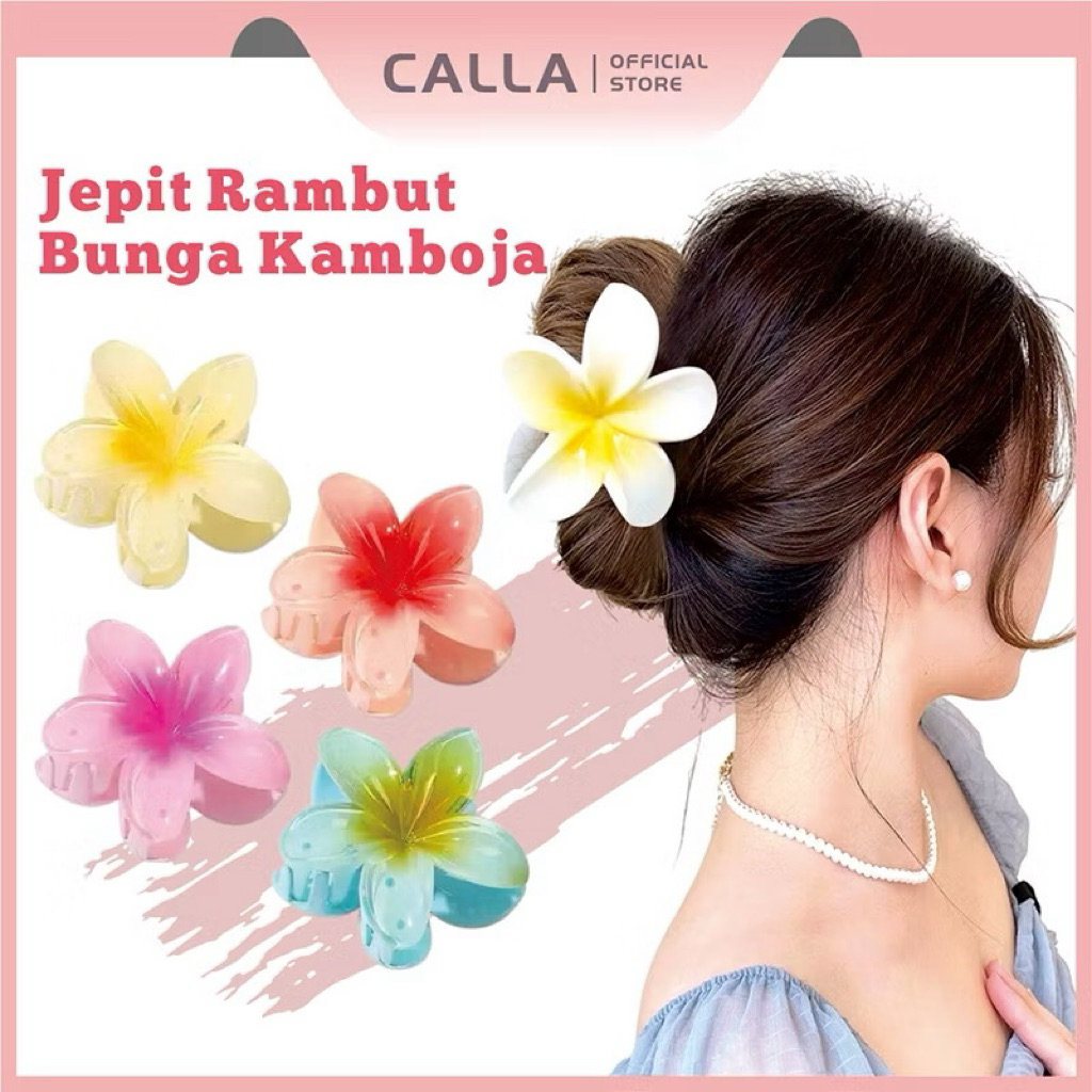Jual Calla Jepit Rambut Wanita Motif Bunga Kamboja 8 CM Gaya Liburan di ...