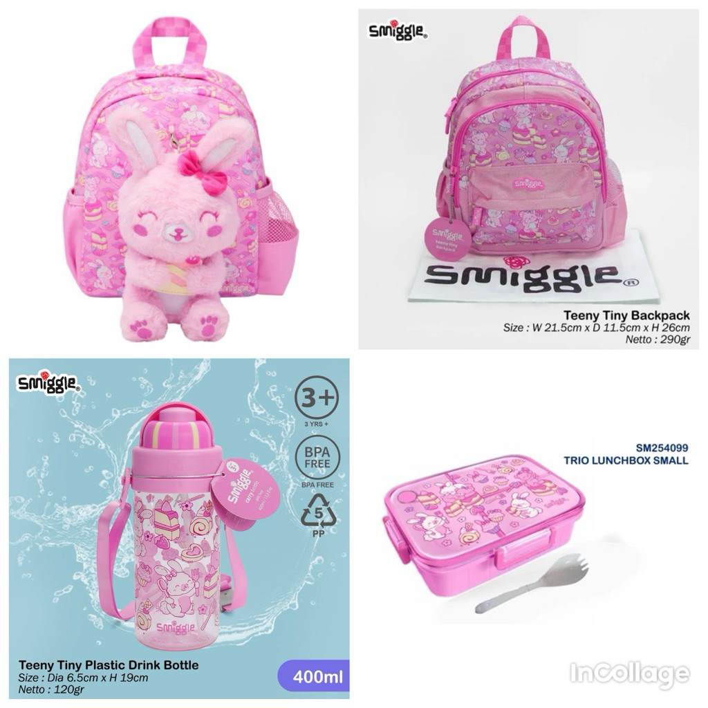 Jual Smiggle About bunny pink/backpack/bottle/lunchbox | Shopee Indonesia