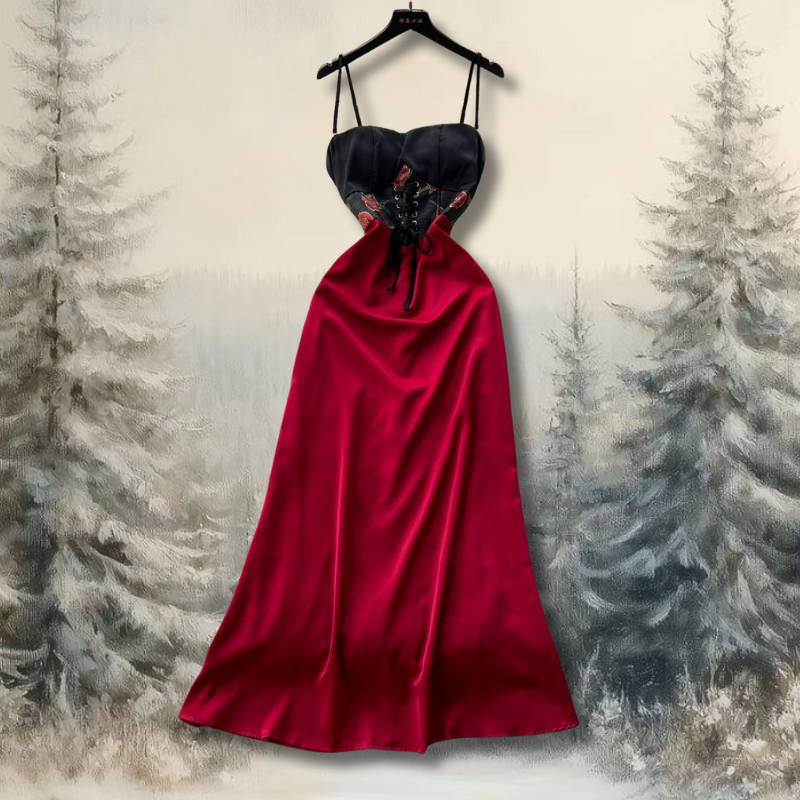 Jual Aliciacouture - Jena Dress - Gaun Satin dengan Detail Korset Motif ...