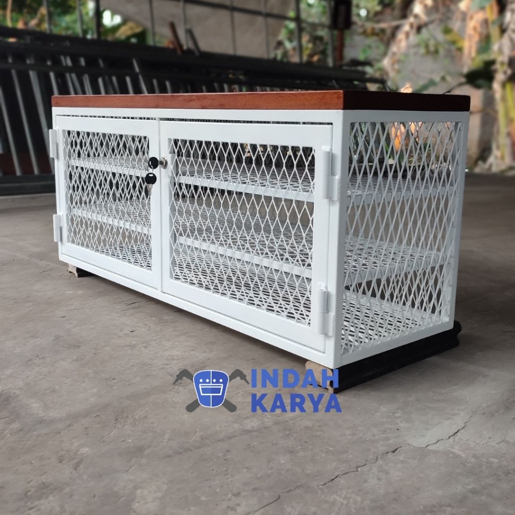 Jual shoe bench shoe storage rak sepatu besi kombinasi kayu solid ...