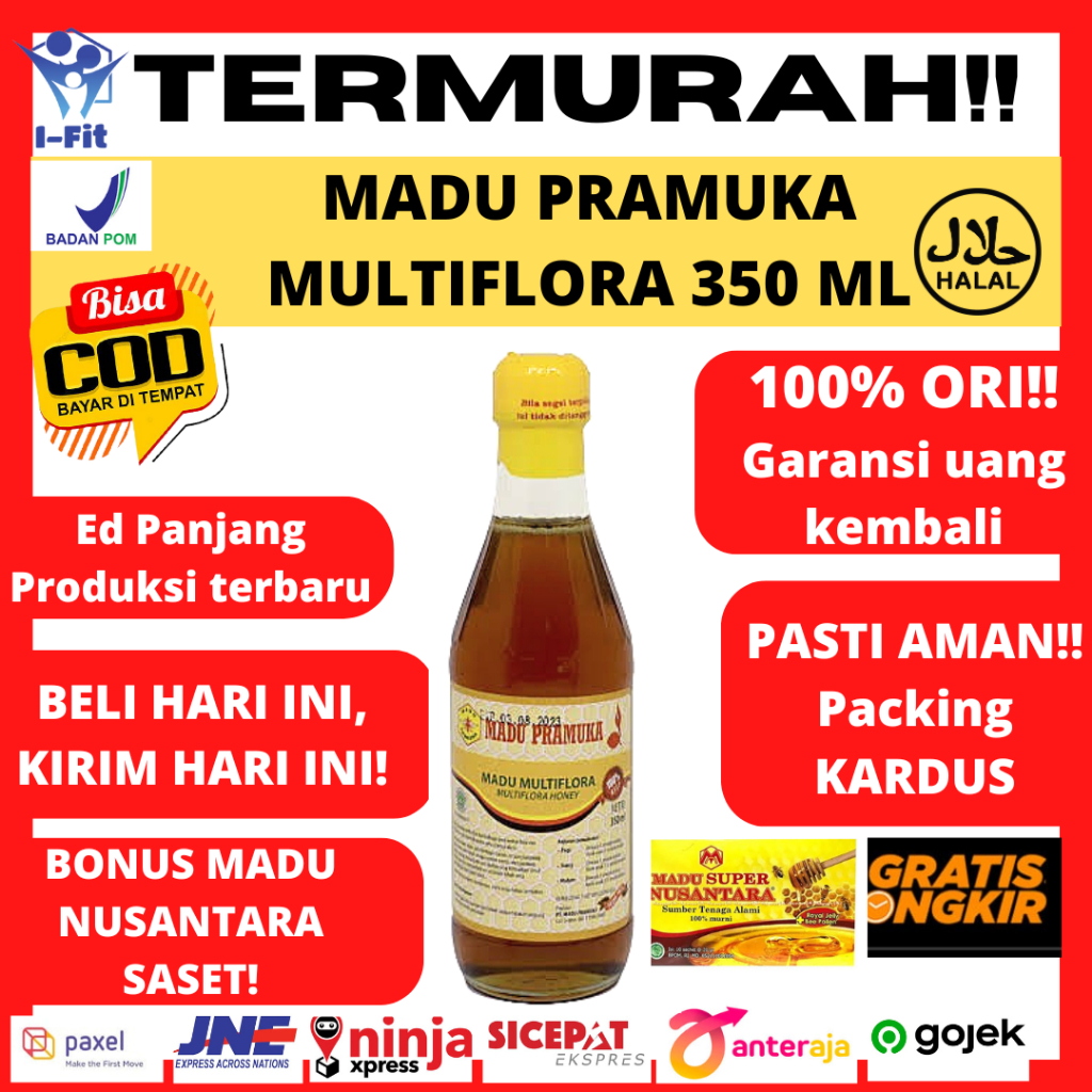 Jual Madu Pramuka Multiflora 350 ml Madu Multi Flora Madu Murni ...