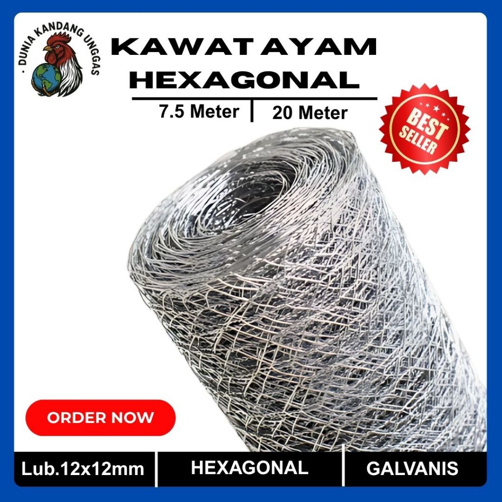 Jual Kawat Ram Ayam Hexagonal Galvanis / Kawat Hexagonal I Panjang 7.5 ...