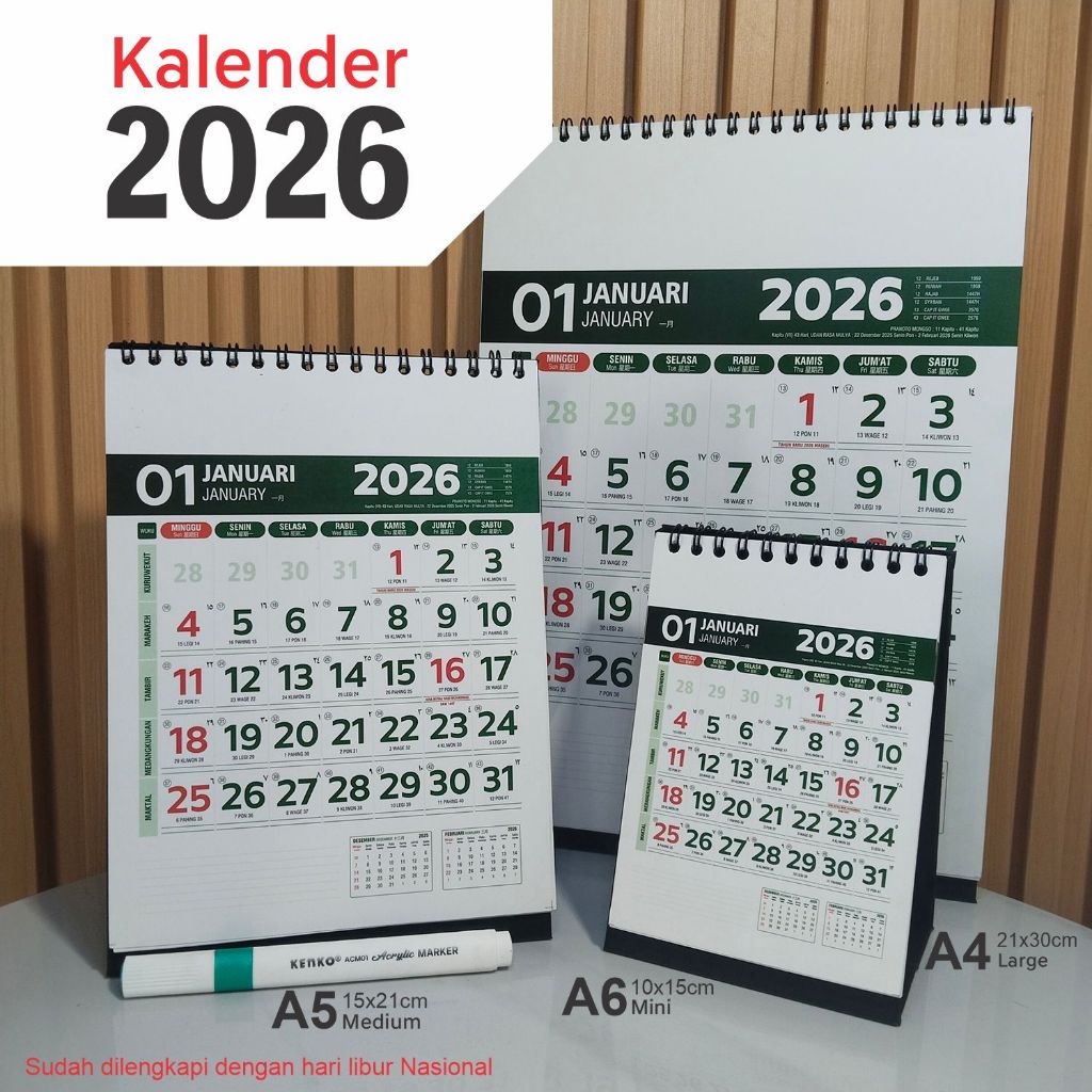 Jual Kalender Meja 2026 MAS-54,Kalender Meja,catatan, kalender kantor ...