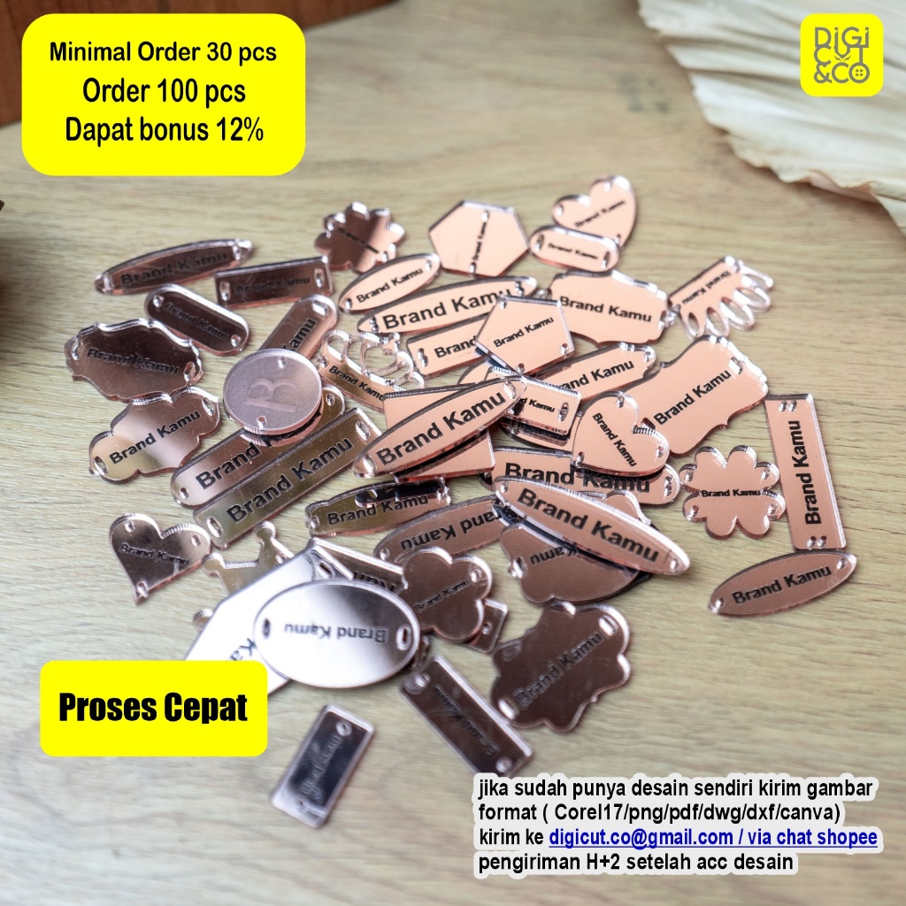 Jual Label Akrilik ROSEGOLD | Custom Cutting Label - Digicut&Co | Shopee Indonesia