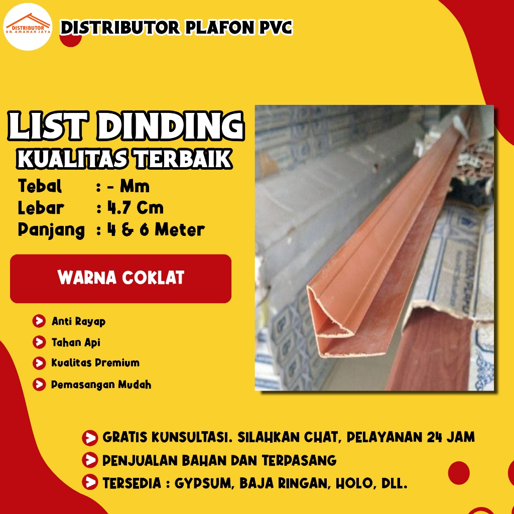 Jual Lis Dinding PVC | Lis Plafon PVC | Lis Sudut Plafon | Harga Per ...