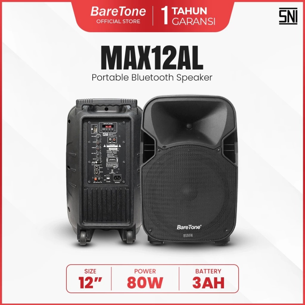 Jual BareTone Speaker Portable MAX12AL Speaker Bluetooth Wireless ...